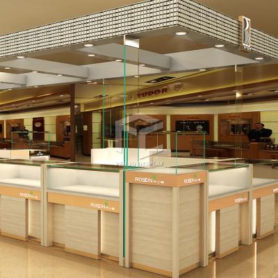 China 10mm Tempered Glass Watch Display Showcase 950*650mm Wooden Bracelet Display for sale