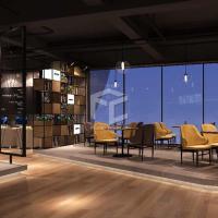 China Monomer Design Coffee Shop Furniture 2mm Thick MDF Coffee Shop Cabinet for sale