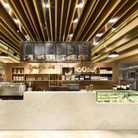 China 16mm Thick MDF Milk Tea Shop Counter Design OEM Equipped With Led Light for sale