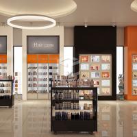 China EPE Foam Packaging Skincare Display Shelves For Retail Store 10mm Tempered Glass for sale