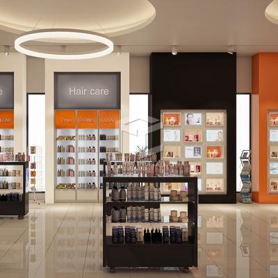 China EPE Foam Packaging Skincare Display Shelves For Retail Store 10mm Tempered Glass for sale