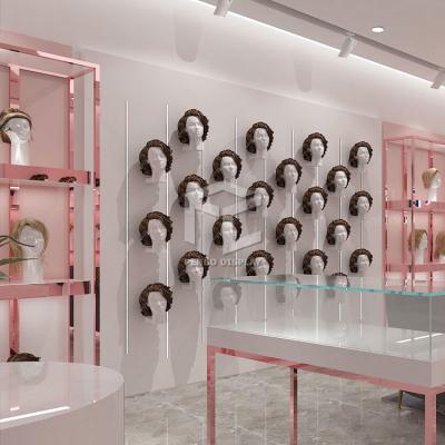 China ODM Interior Designed Modern Wig Display Case 8mm Tempered Glass for sale