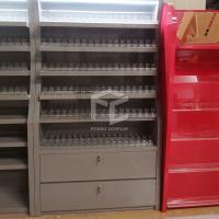 China T5 LED Cigarette Shop Display Cabinet Brushed Metal Monomer Design for sale