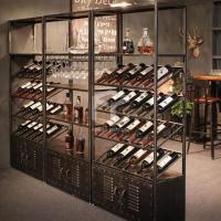 China Electroplate Stainless Steel Wine Display Cabinet OEM Metal Wine Racks Free Standing for sale