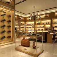 China T4 LED Gold Shoe Display Racks Furniture 15mm MDF Spray Painted for sale