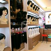 China 9mm Thick MDF Wig Store Display ODM With LED lighting for sale