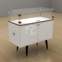 China White Tempered Glass Jewelry Shop Furniture With Led Light for sale