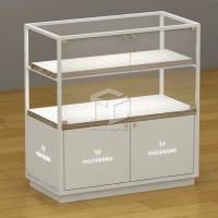 China White Tempered Glass Jewelry Shop Furniture With Led Light for sale