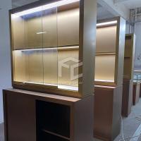 China Tempered Glass Jewelry Shop Furniture Electroplated Brushed for sale