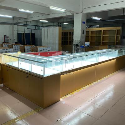 China Customized Size Jewelry Display Cabinet White Golden Color for sale