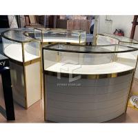 China Anti Fingerprint Golden Glass Jewelry Shop Furniture With Led Light for sale