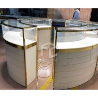 China Anti Fingerprint Golden Glass Jewelry Shop Furniture With Led Light for sale
