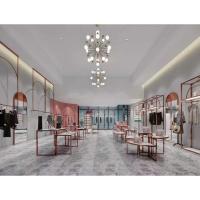 China Customized Gold Color Clothing Shop Fitting Garment Booth Display for sale