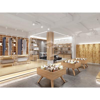 China Custom Metal Bedding Store Display Racks Wooden Home Textile Store Display Cabinet for sale