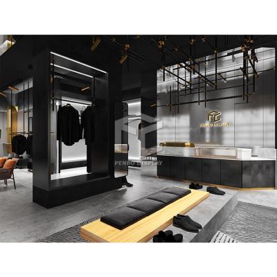 China Customized Spay Painted Clothing Shop Display Furniture Garment Store Interior Design Counters Fittings for sale