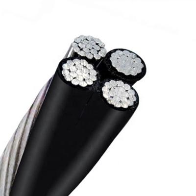 China Aluminum Conductor Abc Cable XLPE PE LDPE PVC Insulated Overhead Duplex Triplex Quadruplex Service Drop Cable 4x70mm2 50mm2 for sale