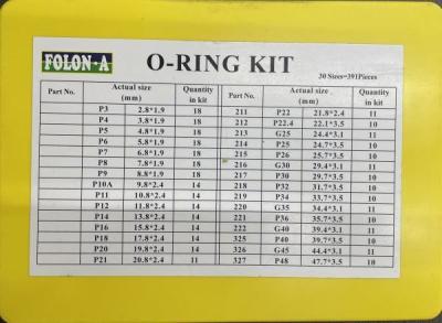 China FOLON.A OR-15 Rubber O Ring Kit with 225 Pieces, -30°C to +120°C Temperature Range, DIN 3771/ISO 360 Certified for sale