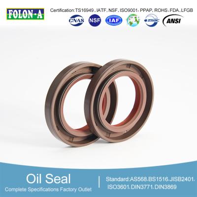 China FKM TC Double Lip Oil Seals -26°C to 230°C Temperature Range Brown Industrial Sealing Components for sale