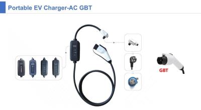 China GBT mode2 charger 7kw single phase fixed current OLCD display portable ev charger for electric vehicle charging for sale