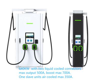China 640KW Liquid cooled DC Charger with one slave units air cooled max 350A for sale