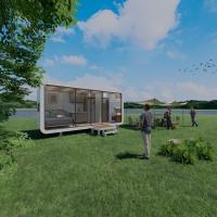 China Apple Cabin 20Ft 40Ft Outdoor Modern Smart Prefab Tiny Capsule House Mobile Office Space Capsule House for sale