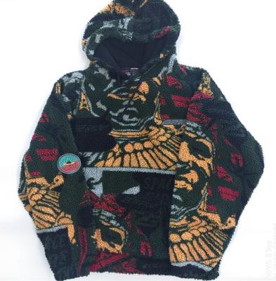 China Men's Polyester Sherpa Fleece Sweatshirt Jacquard Kangaroo Pocket Warm Casual Wear 300GSM for sale