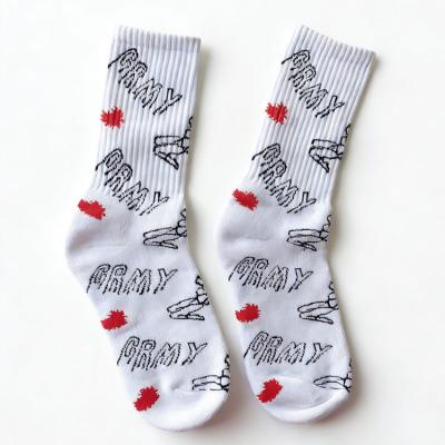 China Cotton Spandex Sports Socks 90% Cotton 9% Polyester 1% Spandex Thick Terry Jacquard Unisex for Biking Jogging Daily for sale