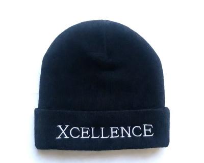 China 100% Acrylic Winter Beanie Hat Thick Solid Color Embroidery Logo Unisex 25x23cm OEM ODM for sale