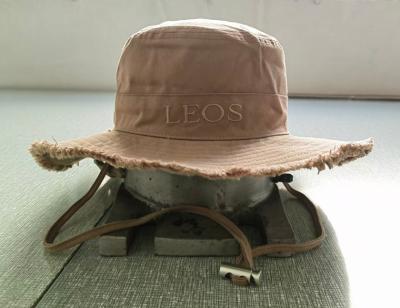 China 280GSM Cotton Twill Frayed Brim Hat Adjustable Cord Stopper Embroidered Logo Unisex 58cm 62cm for sale