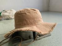 China 280GSM Cotton Twill Frayed Brim Hat Adjustable Cord Stopper Embroidered Logo Unisex 58cm 62cm for sale