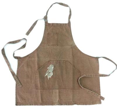 China 100% Cotton Heavy Woven Jeans Apron 280gsm Solid Color Garment Washed Unisex Casual Work Apron for sale