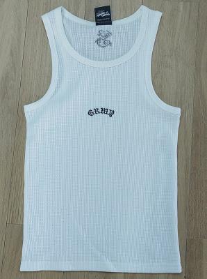 China Men's Solid Color Fitting Tank Top 65% Polyester 35% Cotton Waffle Fabric 250-270GSM for Casual Daily Wear for sale