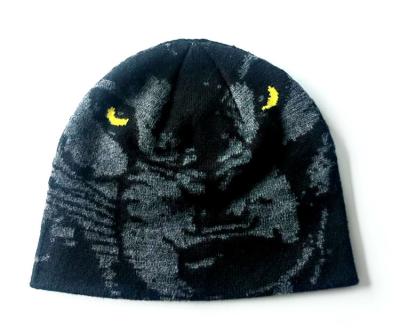 China 100% Acrylic Jacquard Beanie Winter Hat for Men Thick 23cm Width 20cm Height Black for sale