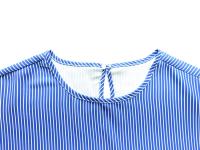 China Womens top striped short sleeve polyester woven fabric spring summer mesh style fitting daily life wear xs to xxl sizes available for sale