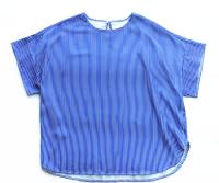 China Womens top striped short sleeve polyester woven fabric spring summer mesh style fitting daily life wear xs to xxl sizes available for sale