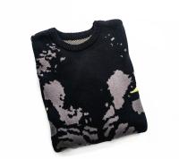China Mens Sweater Casual Fit Thick Cotton Pullover With Jacquard Wolf Pattern And Embroidery Sleeve For Daily Life for sale
