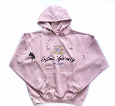 China Mens streetwear sweatshirt hoodie heavy knitted fleece pullover with embroidered front and sleeve casual style perfect for winter for sale