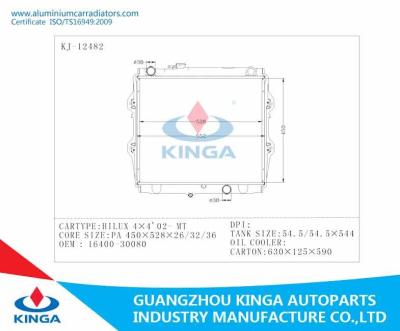 China Efficient Cooling Aluminum Auto Toyota Radiator For HILUX 4X4 ' 02- MT for sale