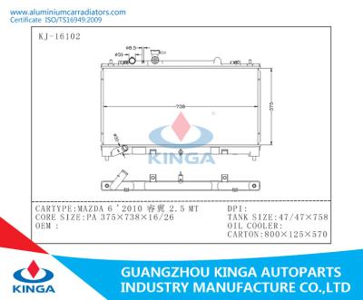 China MAZDA 6 2010 Ringwing 2.5 MT Aluminum Auto Radiator Plastic Tank for sale