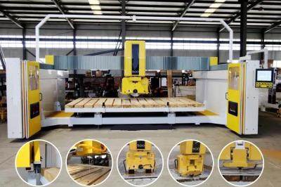 China 5 Axis CNC Bridge Saw Stone Cutting Machine 3800mm Table 11kw Motor for Granite Marble Quartz for sale