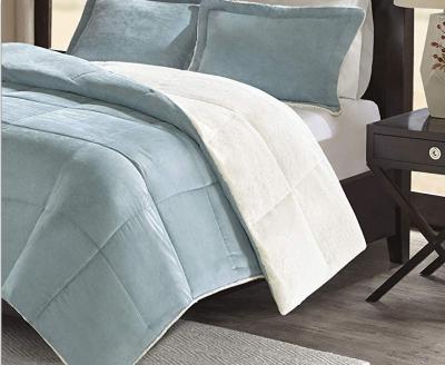 China Super Soft Winter Fleece Comforter Blue/Custome-Color 100% Polyester Fill Corduroy Blanket for sale