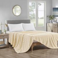 China Custom Color 100% Polyester Solid Jacquard Flannel Fleece Fabric for Blanket Throw for sale