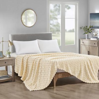 China Custom Color 100% Polyester Solid Jacquard Flannel Fleece Fabric for Blanket Throw for sale