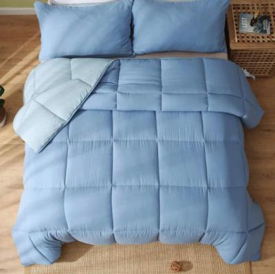 China Custom Two Color Dyed Design Microfiber Fabric Down Alternative Summer Comforter for sale