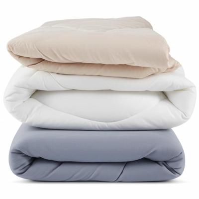 China Machine Washable Solid Microfiber Comforter Hypoallergenic in White Beige Grey Blue and Customized Color for Hospitality for sale
