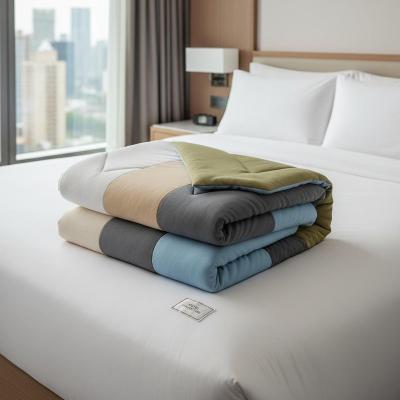 China Reversible Solid Microfiber Comforter Offering All Season Warmth Level in White Beige Grey Blue and Customized Color Ideal for Hotels for sale