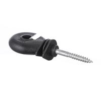 China Oval Ring Insulator INS008B Black Screw-In Electric Fencing Wood Post Insulator For 4mm Wire 5.8mm Steel for sale