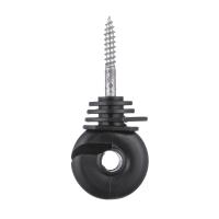 China Steel Black Electric Fencing Wood Post Insulator Screw In Ring Insulator With Knurled for sale