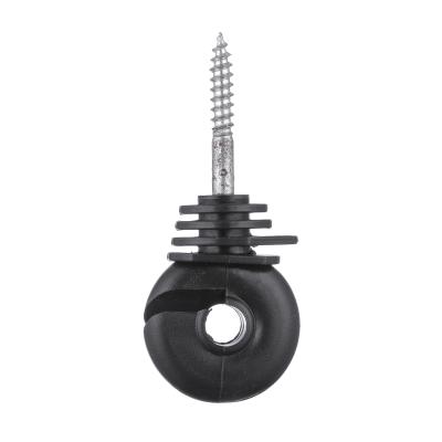 China Steel Black Electric Fencing Wood Post Insulator Screw In Ring Insulator With Knurled for sale