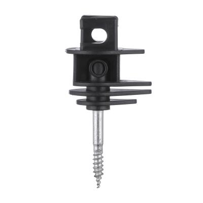 China Wood Screw Insulator Black Electric Fencing Wood Post Insulator Screw-In Ring Insulator for sale